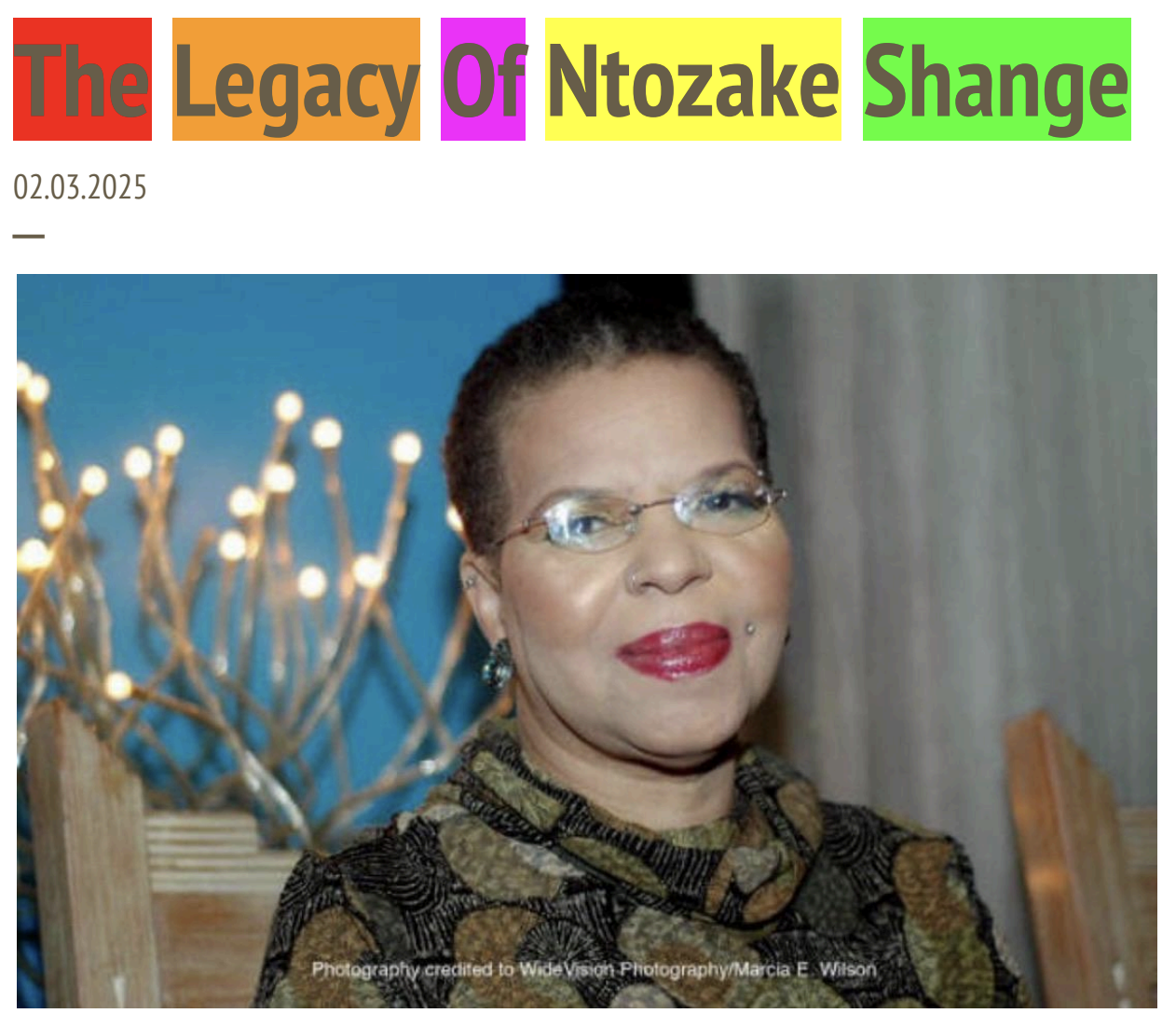 The Legacy of Ntozake Shange - Ntozake Shange
